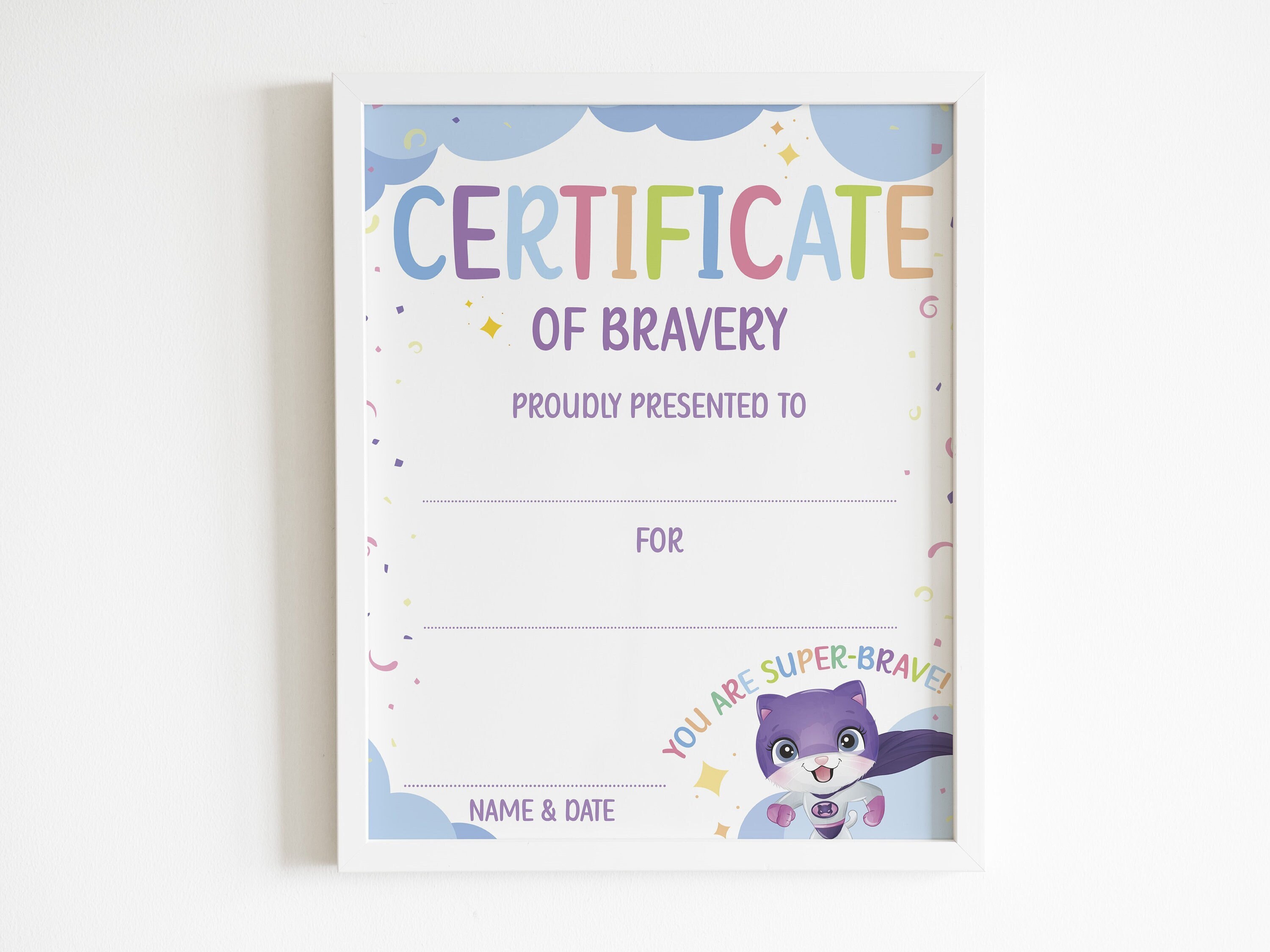 Certificate of Achievement, Printable Diploma of Bravery for Kid, Being ...