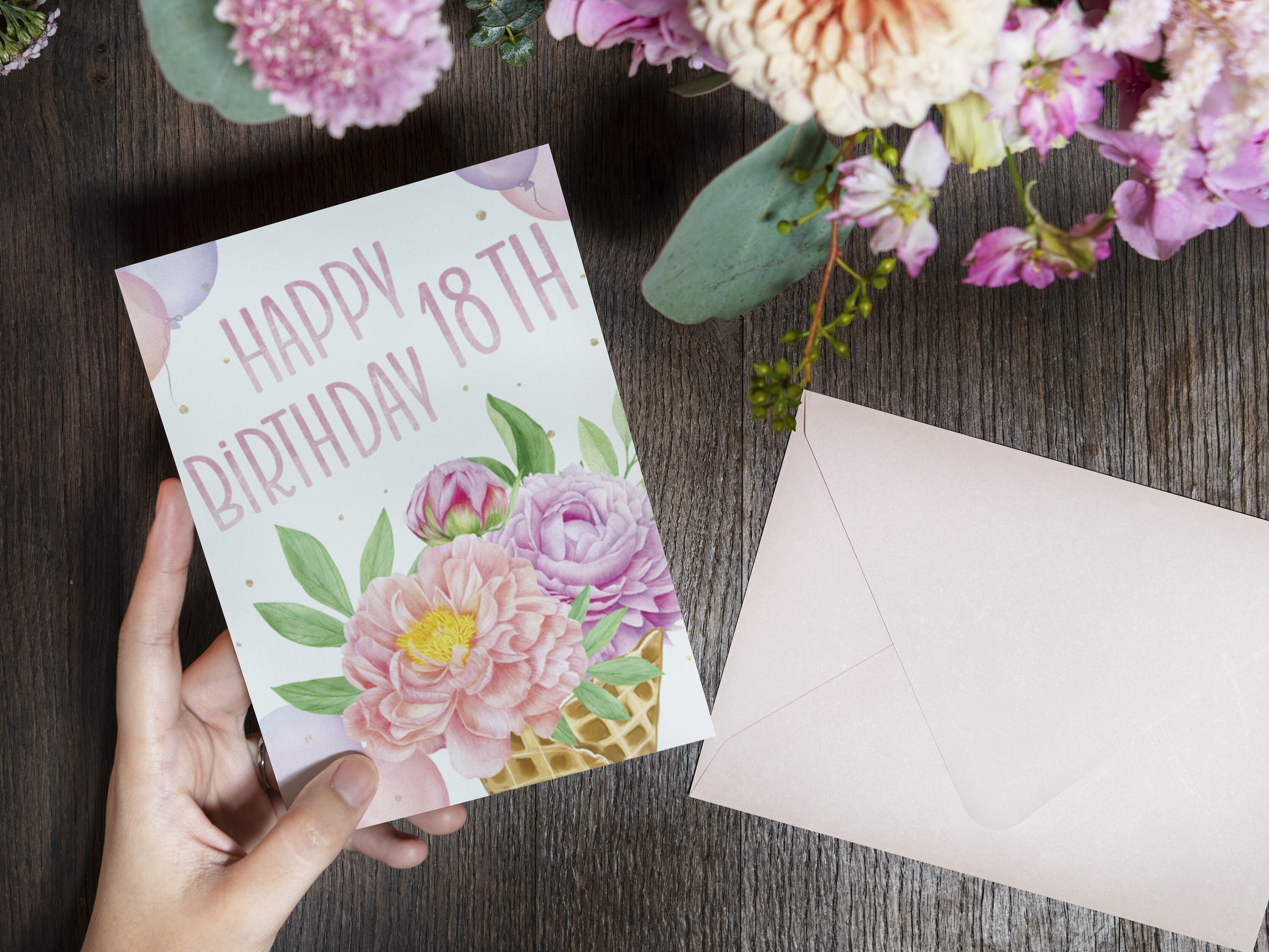 18th Birthday Card, Printable Happy Birthday Card, 5x7 Inch, 18 Years ...