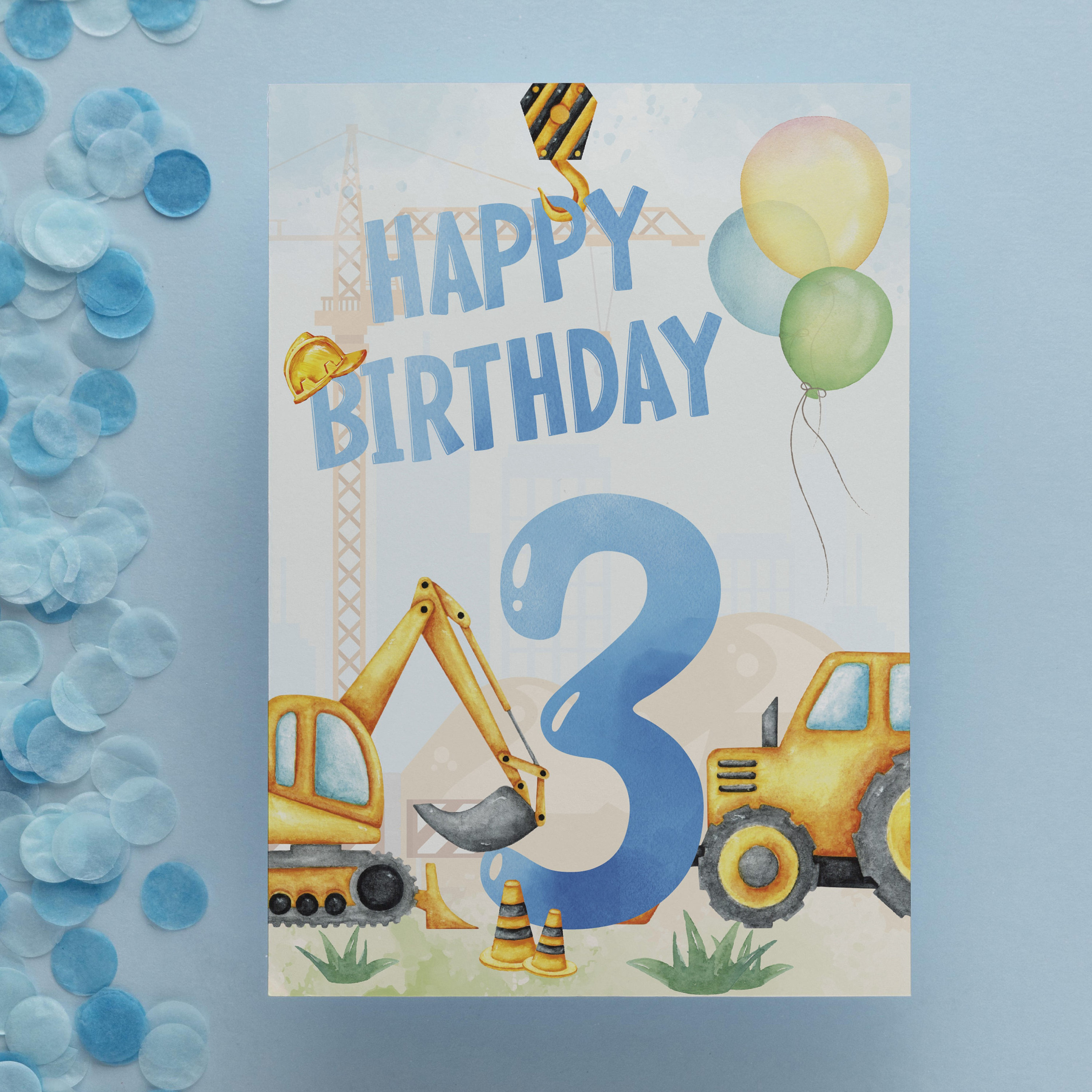 Printable Third Birthday Card for Toddler, Happy 3rd Bday, Digital ...