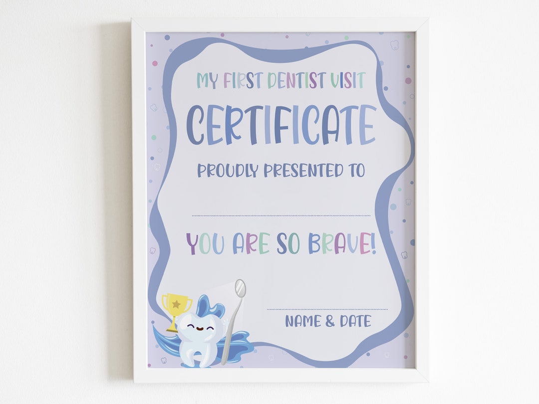 Certificate of Achievement, First Dentist Visit, Printable Diploma of ...