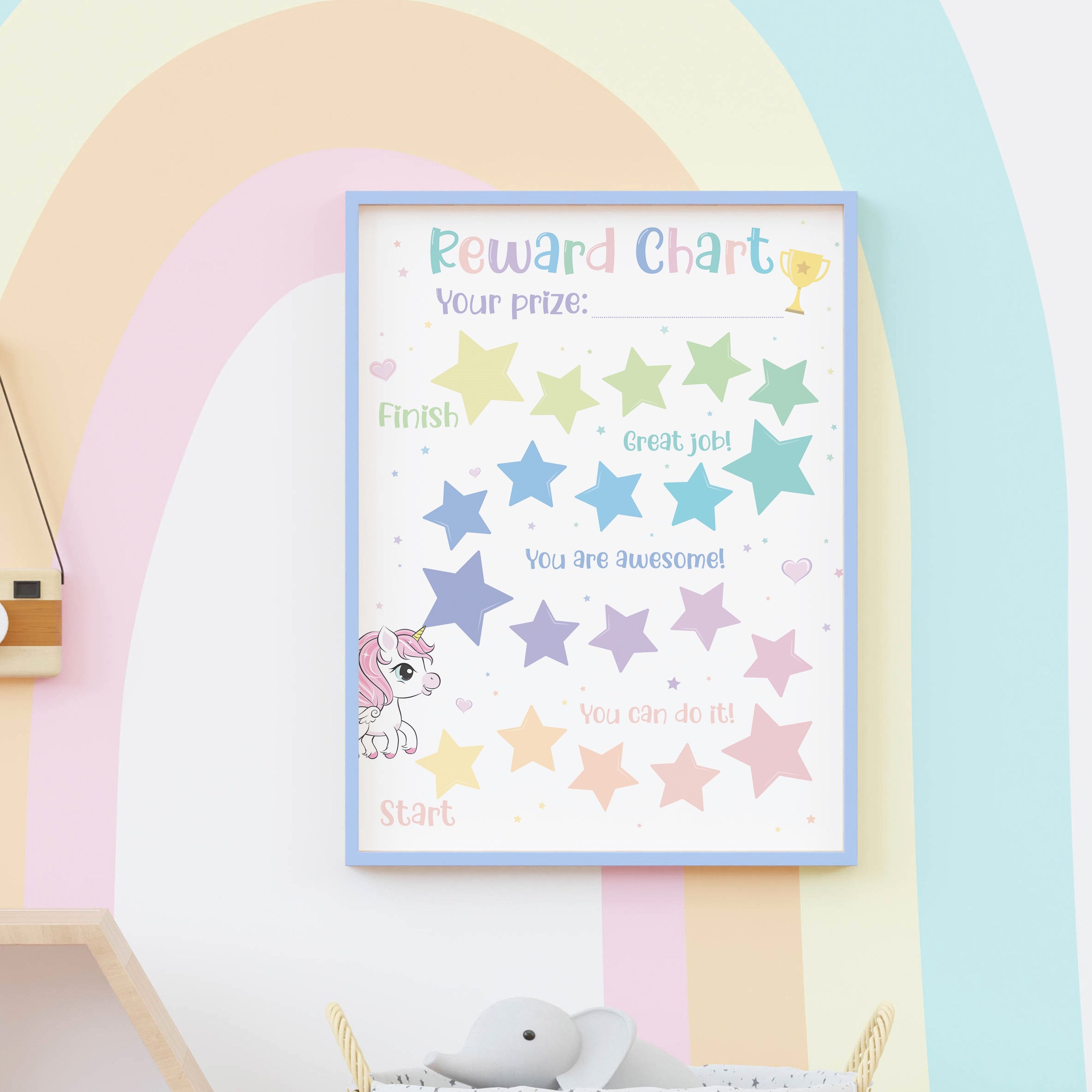 Printable Rainbow Reward Chart for Girls, 20 Tasks, Toddler Potty ...
