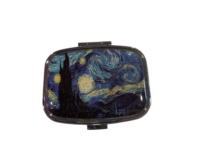 The Starry Night Vincent Van Gogh Inspired Pill Box Organizer for Purse ...