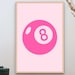 Pink Magic 8 Ball Print, Preppy Wall Art, Pink Decor for Kitchen ...