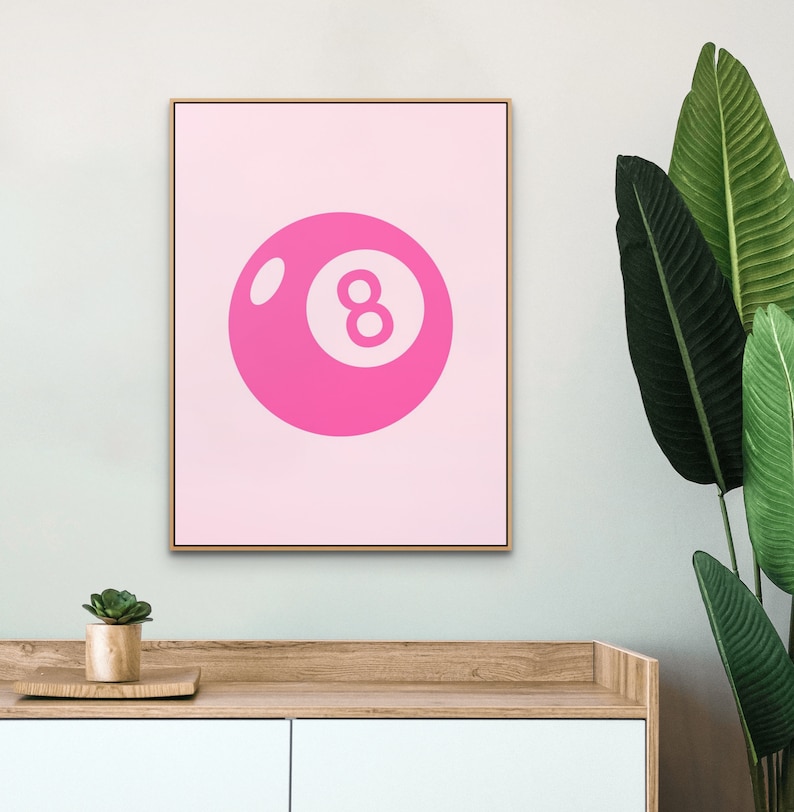 Pink Magic 8 Ball Print, Preppy Wall Art, Pink Decor for Kitchen ...