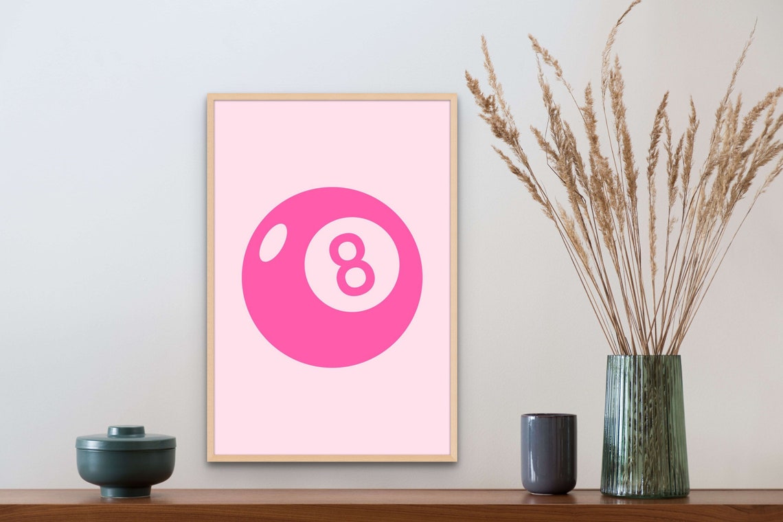 Pink Magic 8 Ball Print, Preppy Wall Art, Pink Decor for Kitchen ...