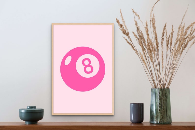 Pink Magic 8 Ball Print, Preppy Wall Art, Pink Decor for Kitchen ...