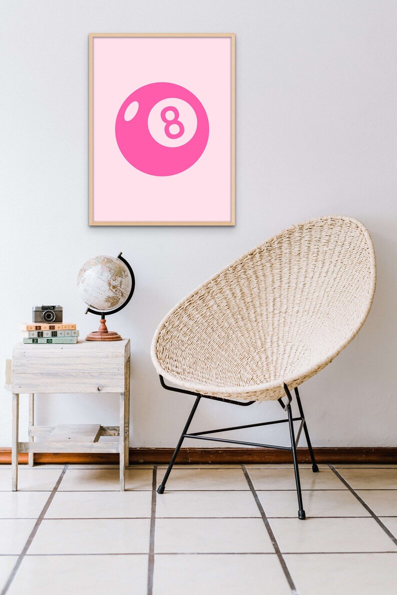 Pink Magic 8 Ball Print, Preppy Wall Art, Pink Decor for Kitchen ...
