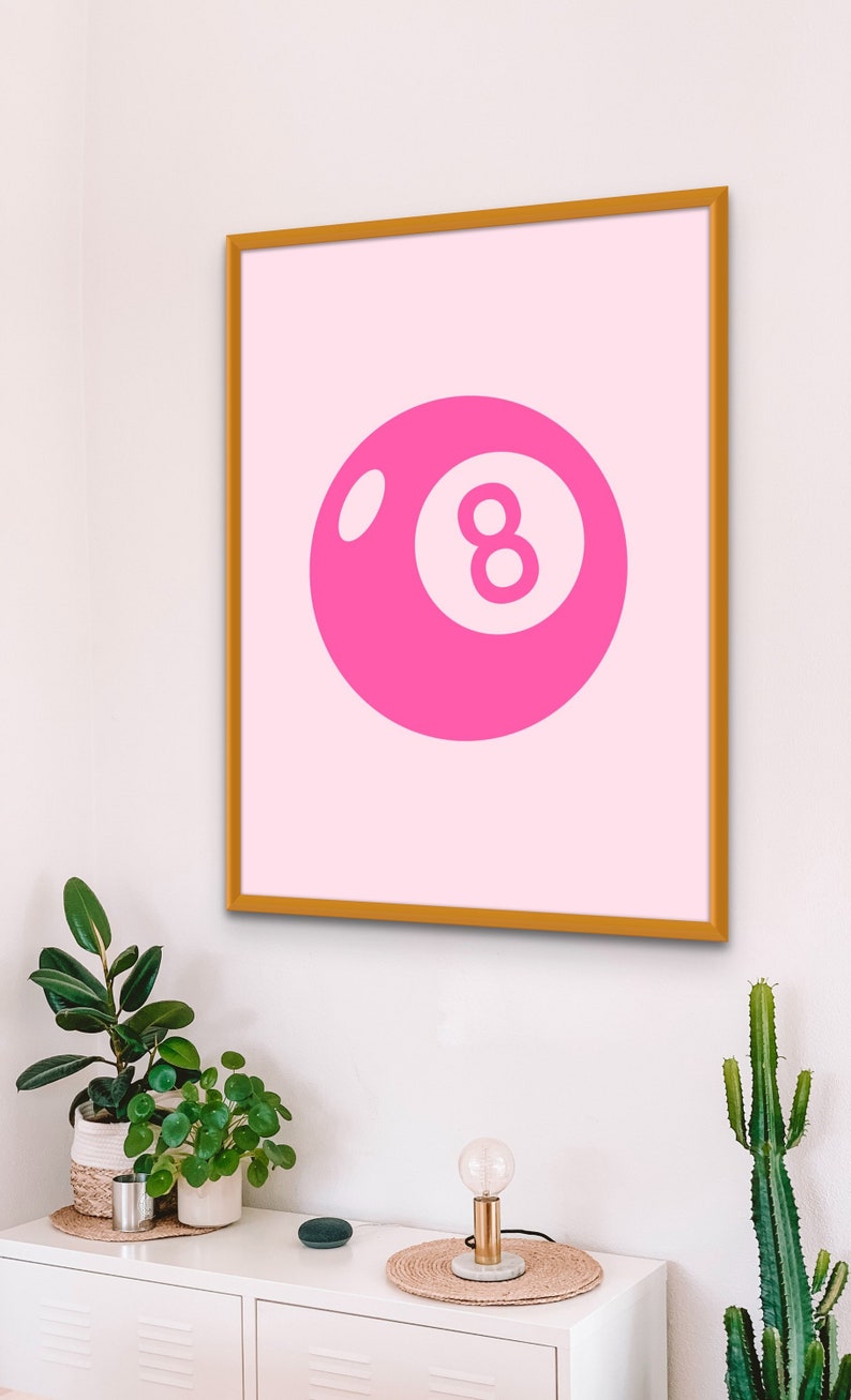 Pink Magic 8 Ball Print, Preppy Wall Art, Pink Decor for Kitchen ...