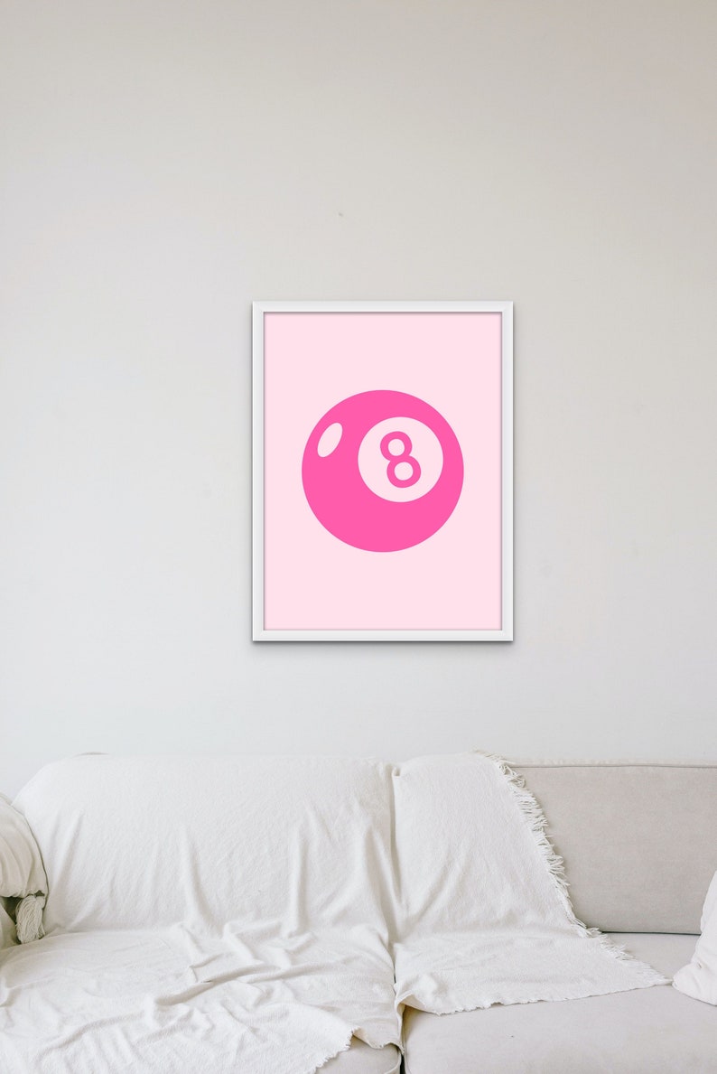 Pink Magic 8 Ball Print, Preppy Wall Art, Pink Decor for Kitchen ...