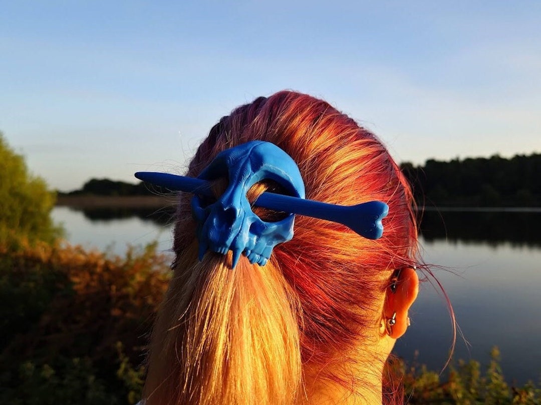 3D Printed Cat Skull Hair Pin Unique and Edgy Accessory for Feline ...