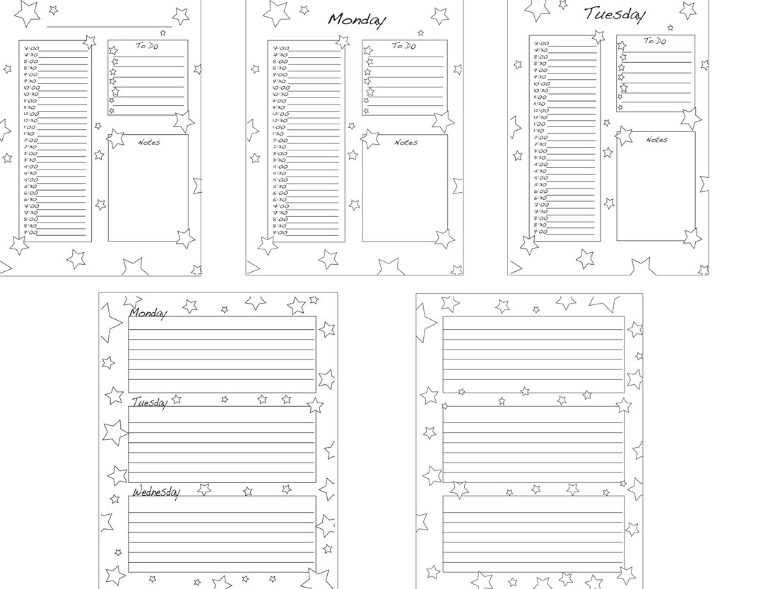 Star Themed Planner Printable Pages - Etsy