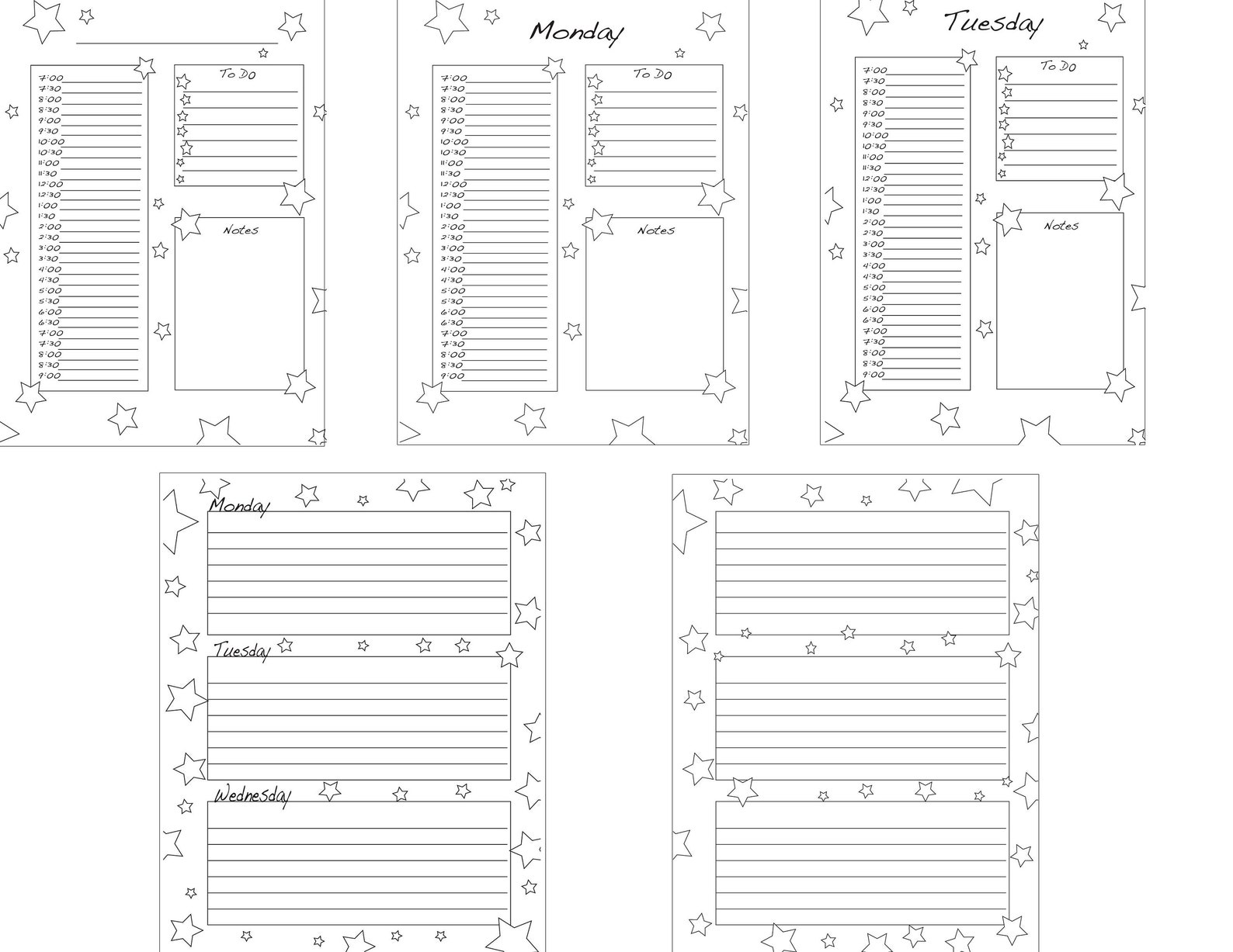 Star Themed Planner Printable Pages - Etsy