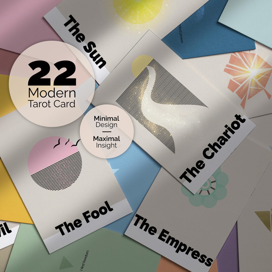 Modern Oracle Deck With Affirmations, Minimalist Major Arcana Tarot ...