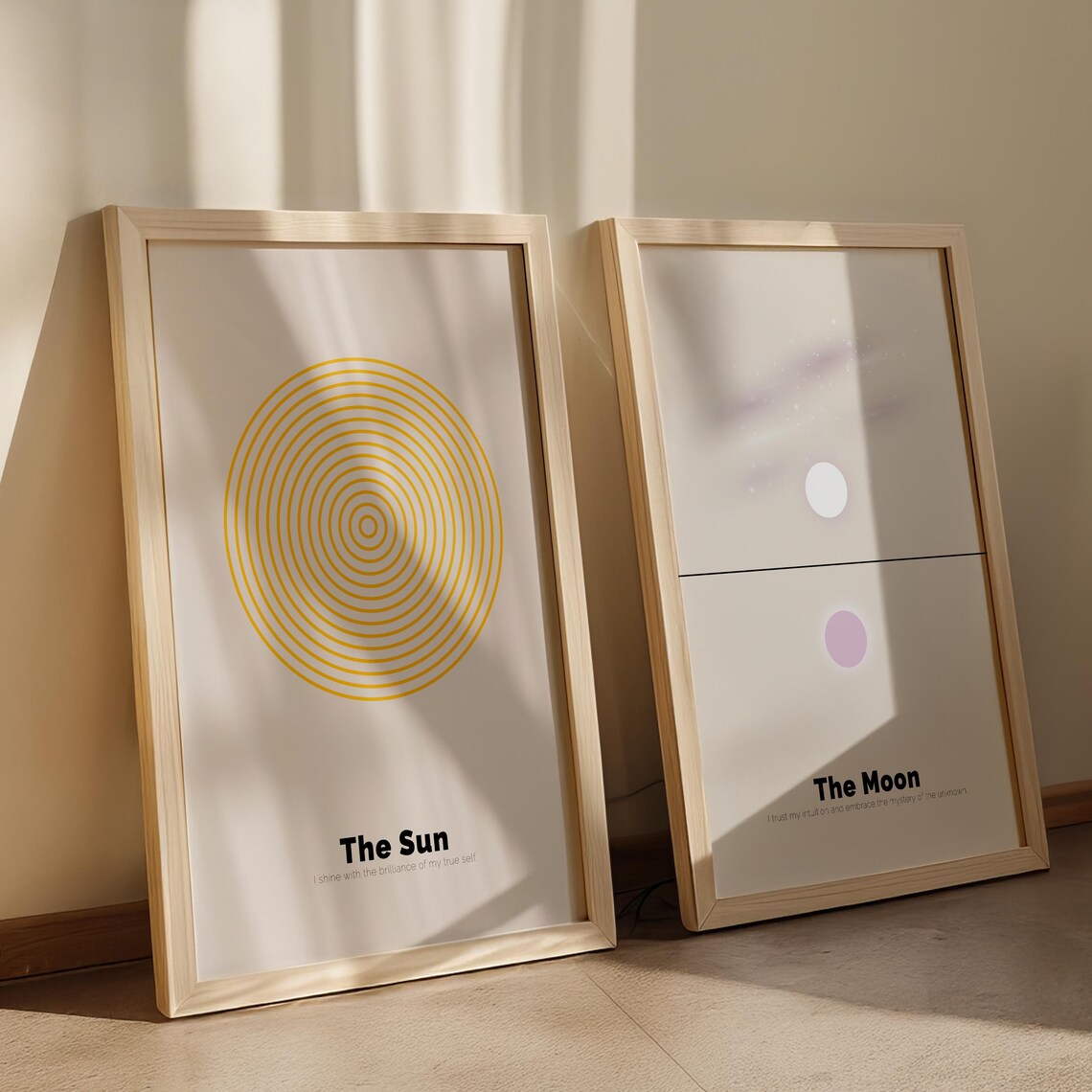Tarot Wall Art Moon and Sun: Affirmation Typography Poster Set of 2 ...