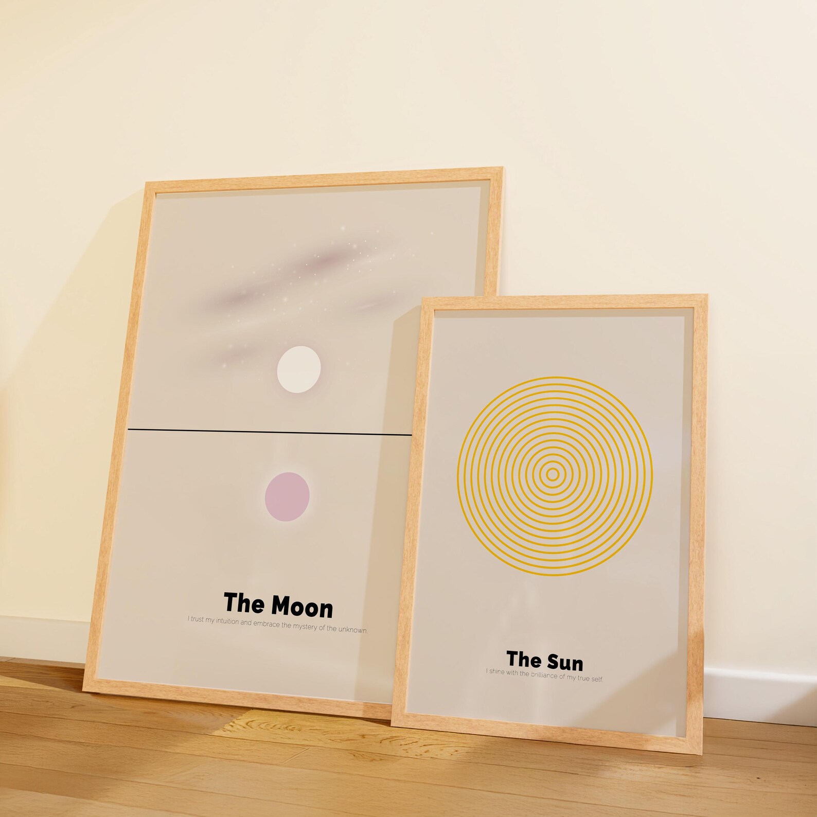 Tarot Wall Art Moon and Sun: Affirmation Typography Poster Set of 2 ...