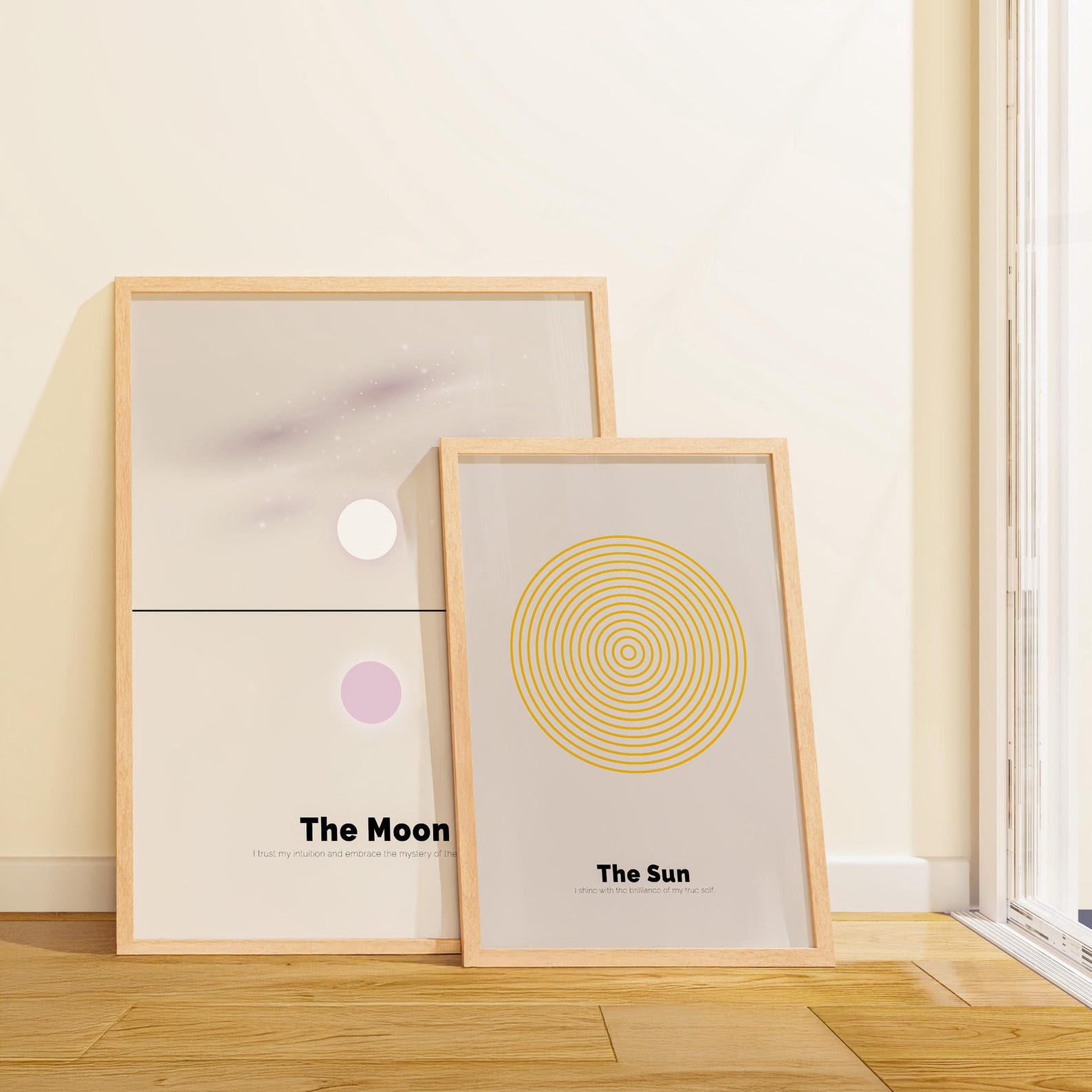 Tarot Wall Art Moon and Sun: Affirmation Typography Poster Set of 2 ...