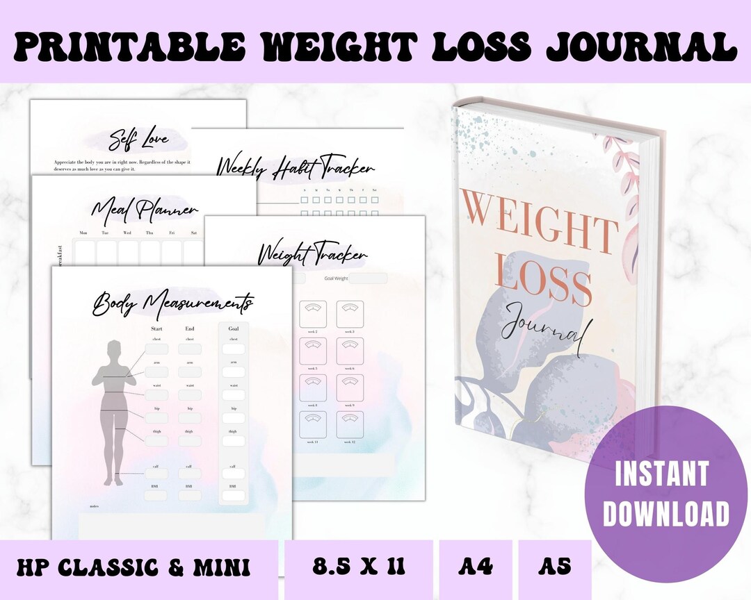 Weight Loss Tracker Planner, Printable Weight Loss Chart, Weight ...