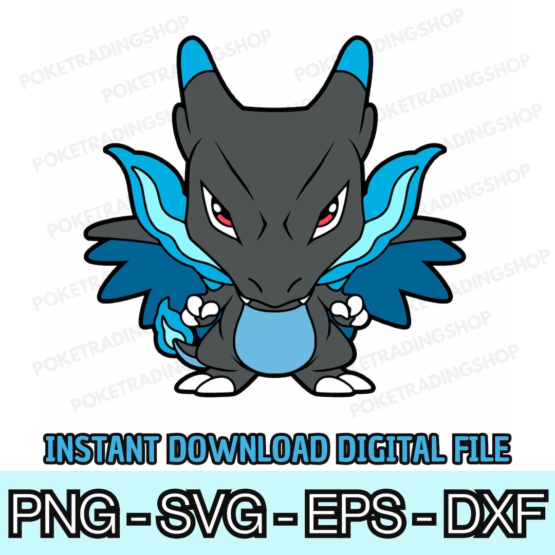 Mega Charizard X Svg PNG DXF EPS, Pokemon Cut File, Cricut Silhouette ...