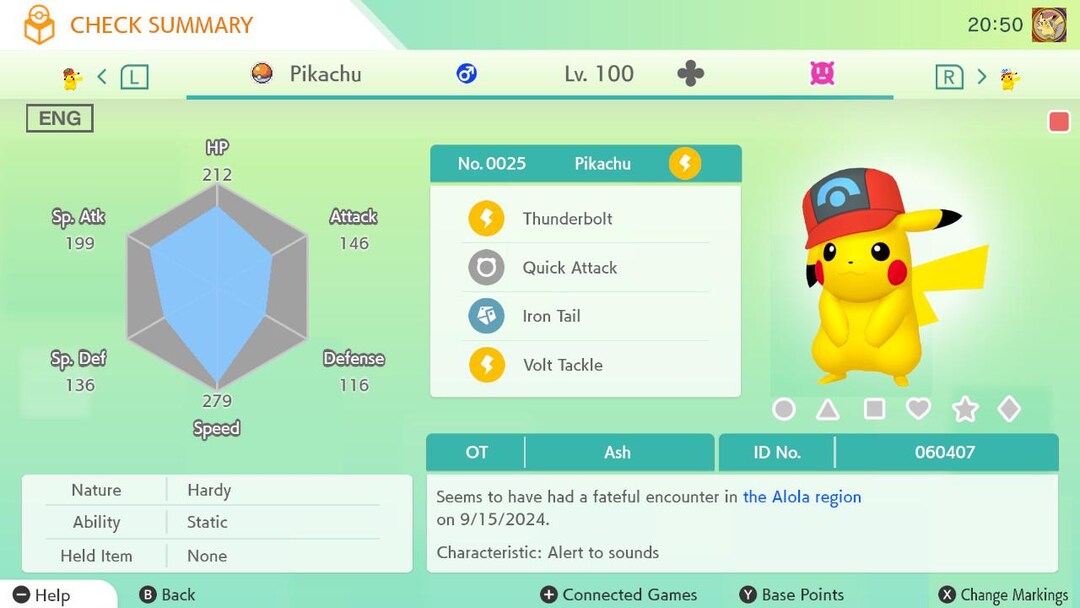 Pokemon Home ASH PIKACHU EVENT Sinnoh Cap 6IV / Pokemon Scarlet Violet ...