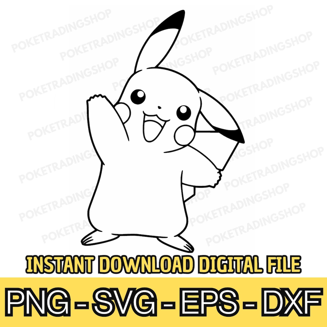 Paquete de contornos de Pikachu (SVG, PNG, DXF, EPS), archivo de corte de Pokémon, silueta de ...