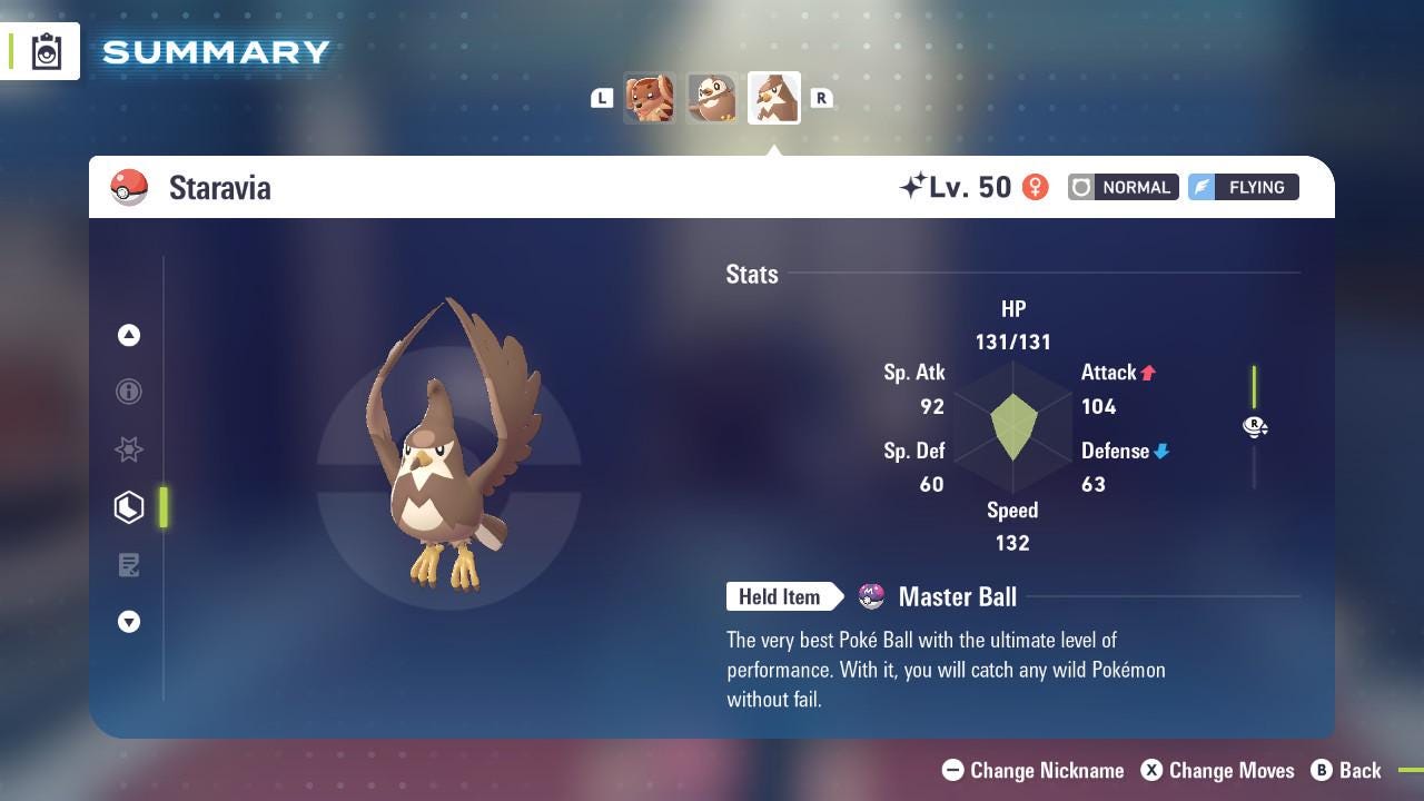 Staravia Moveset