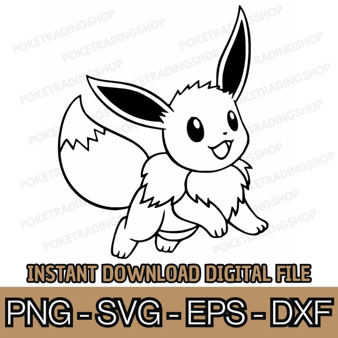 Eevee Outline Bundle Svg PNG DXF EPS, Pokemon Cut File, Cricut ...