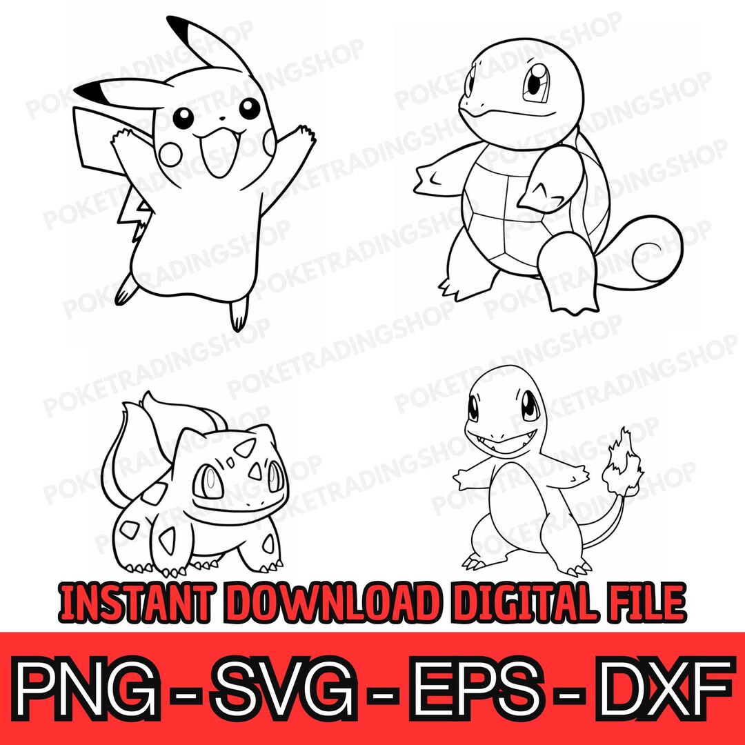 Pokemon Outline Bundle Svg PNG DXF EPS, Pokemon Cut File, Cricut ...