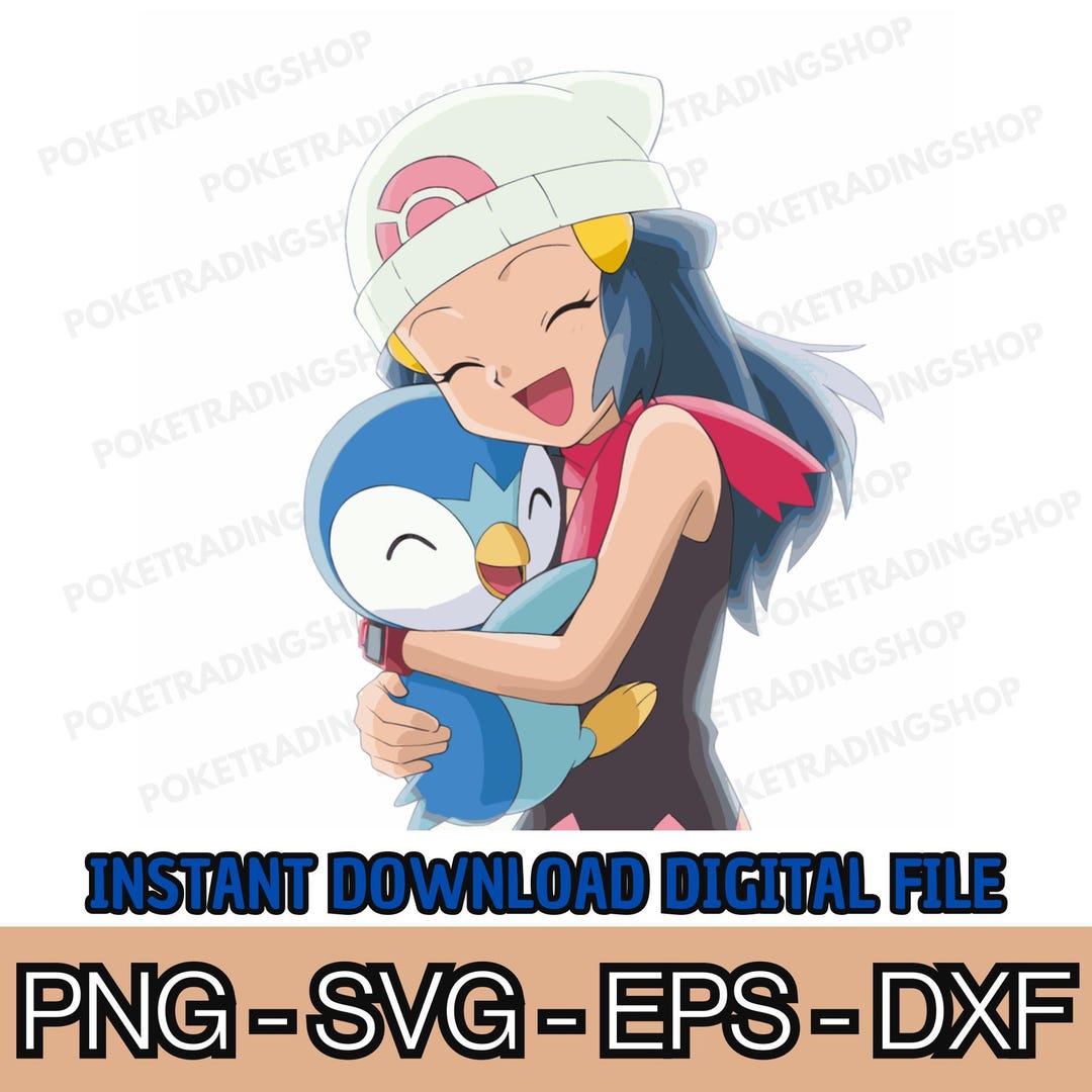 Dawn and Piplup Svg PNG DXF EPS, Pokemon Cut File, Cricut Silhouette ...