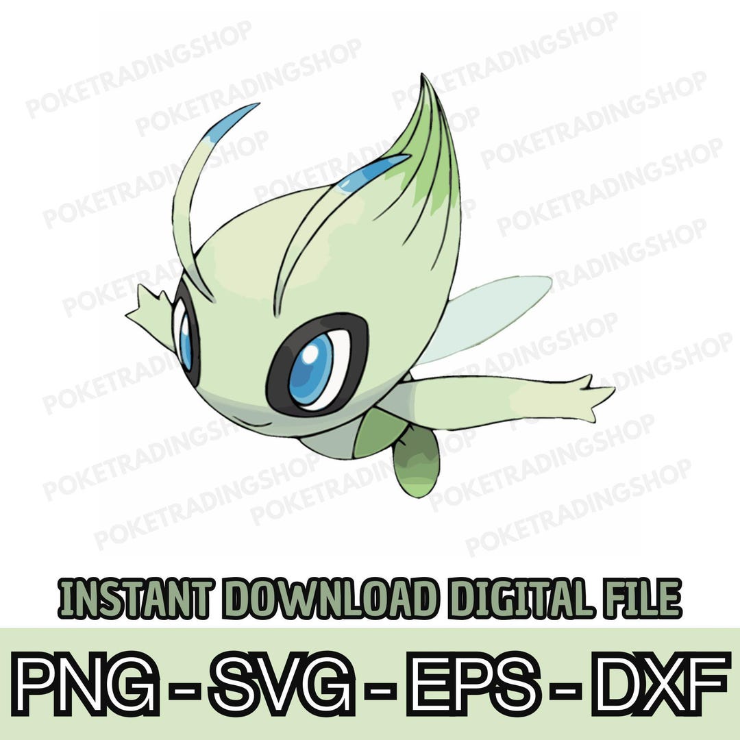 Celebi Svg PNG DXF EPS, Pokemon Cut File, Cricut Silhouette, Vector ...