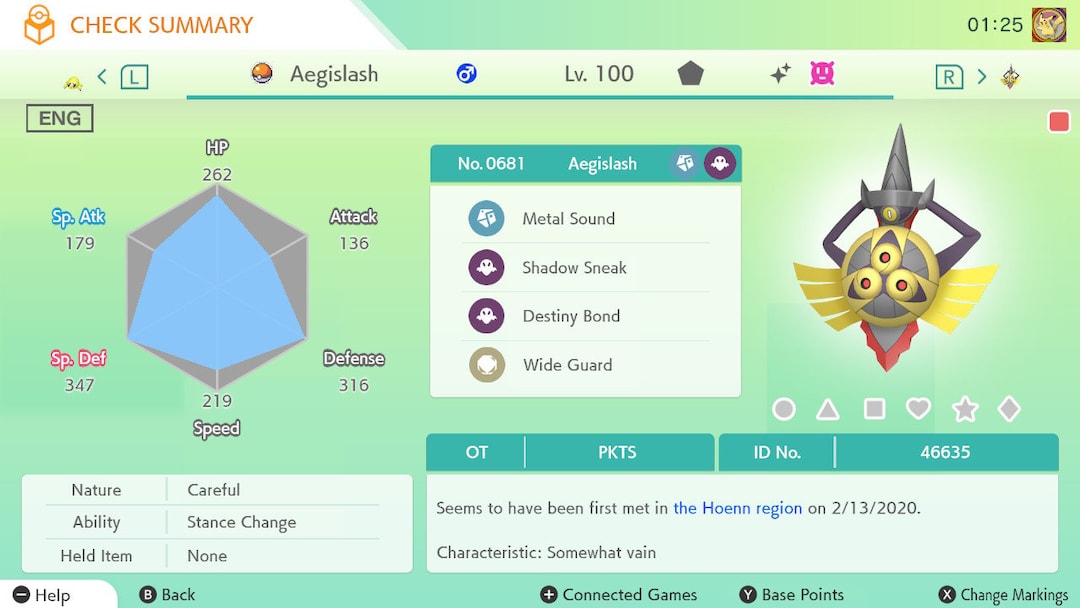 Pokemon HOME 6IV Shiny AEGISLASH Pokémon Home Trade Scarlet Violet ...