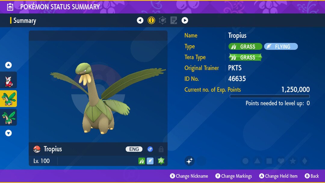 SHINY 6IV TROPIUS EV Trained | Scarlet & Violet Pokémon | Battle Ready ...