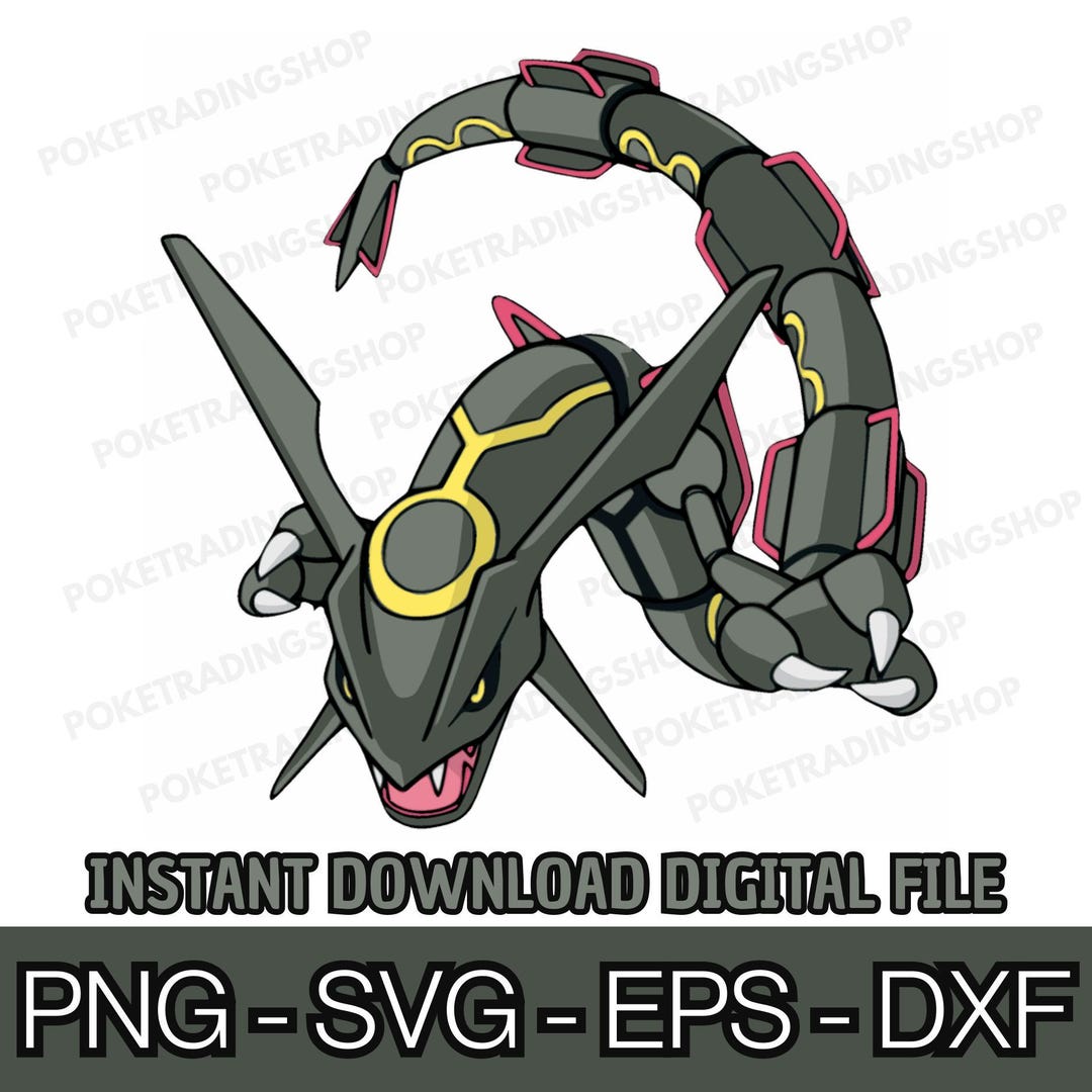 Shiny Rayquaza Svg PNG DXF EPS, Pokemon Cut File, Cricut Silhouette ...