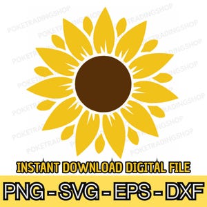 Sunflower Svg PNG DXF EPS, Cut File, Cricut Silhouette, Vector Clipart ...