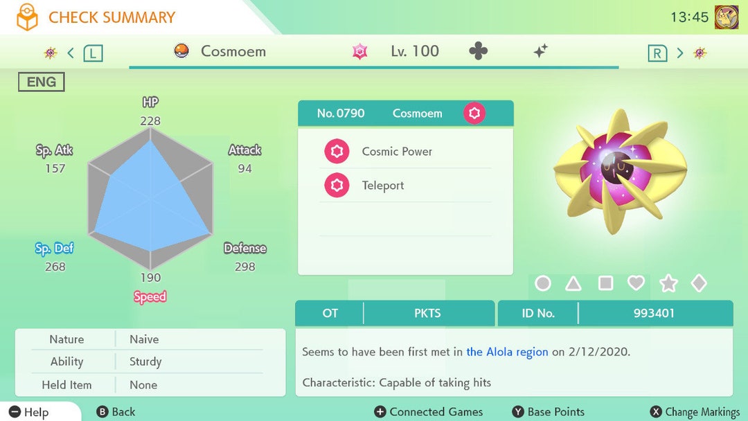 SHINY 6IV COSMOEM / Pokémon Scarlet and Violet / 6IV Pokemon / Shiny ...