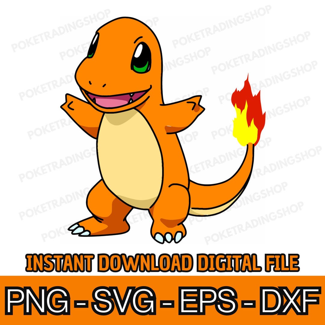 Charmander Svg PNG DXF EPS, Pokemon Cut File, Cricut Silhouette, Vector ...