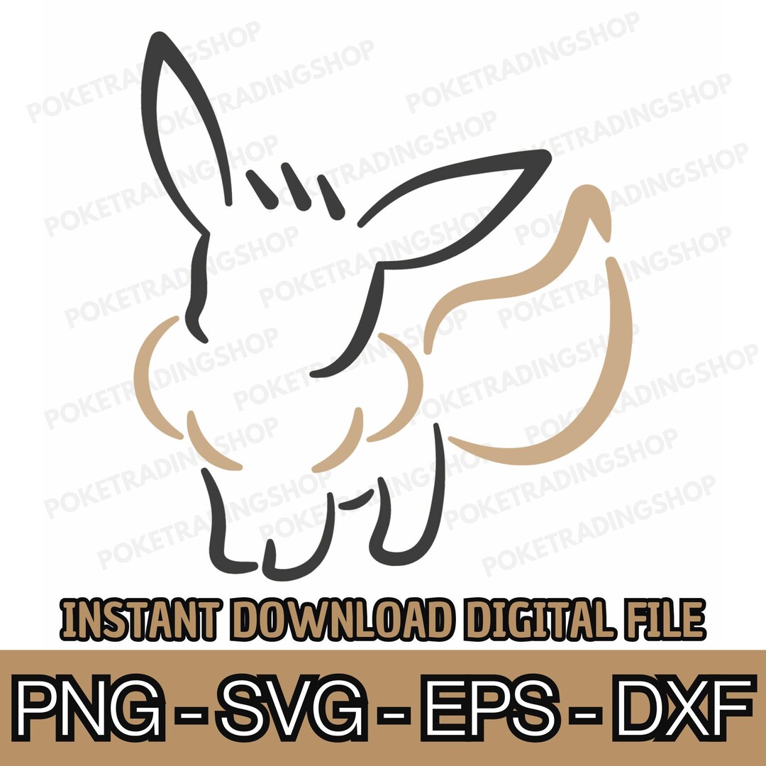Eevee Outline Bundle Svg PNG DXF EPS, Pokemon Cut File, Cricut ...