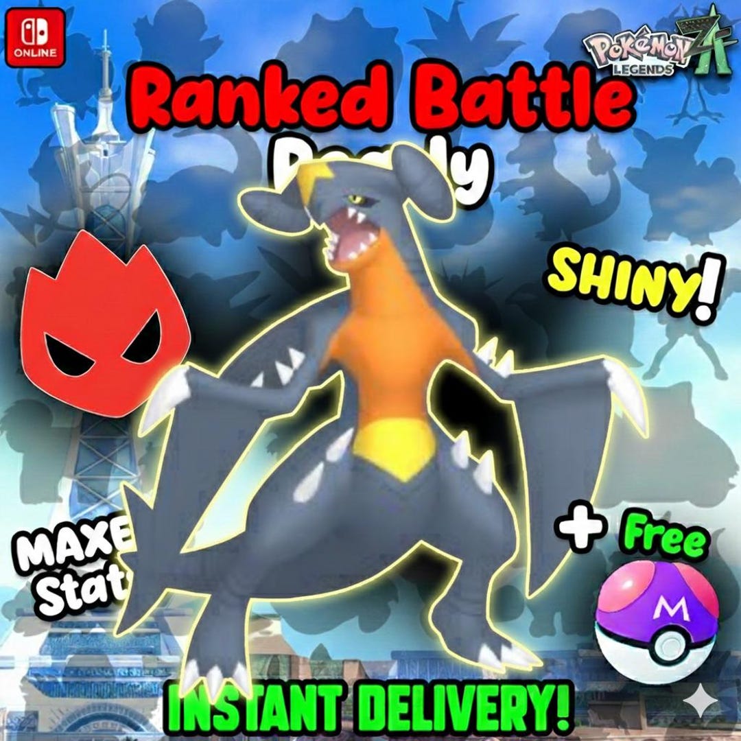 Pokemon Za ALPHA Shiny 6IV Garchomp + Mega Stone Garchompite / Battle ...