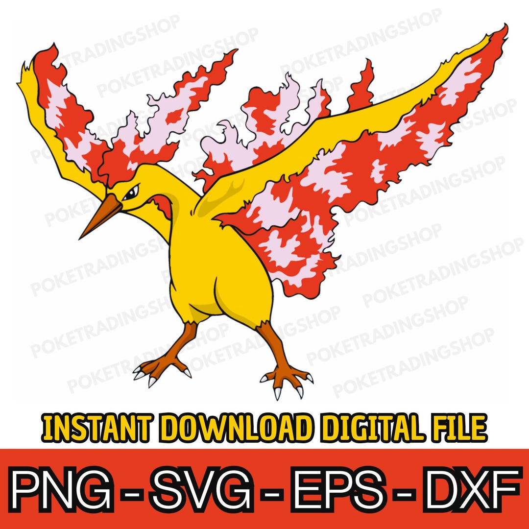 Moltres Svg PNG DXF EPS, Pokemon Cut File, Cricut Silhouette, Vector ...