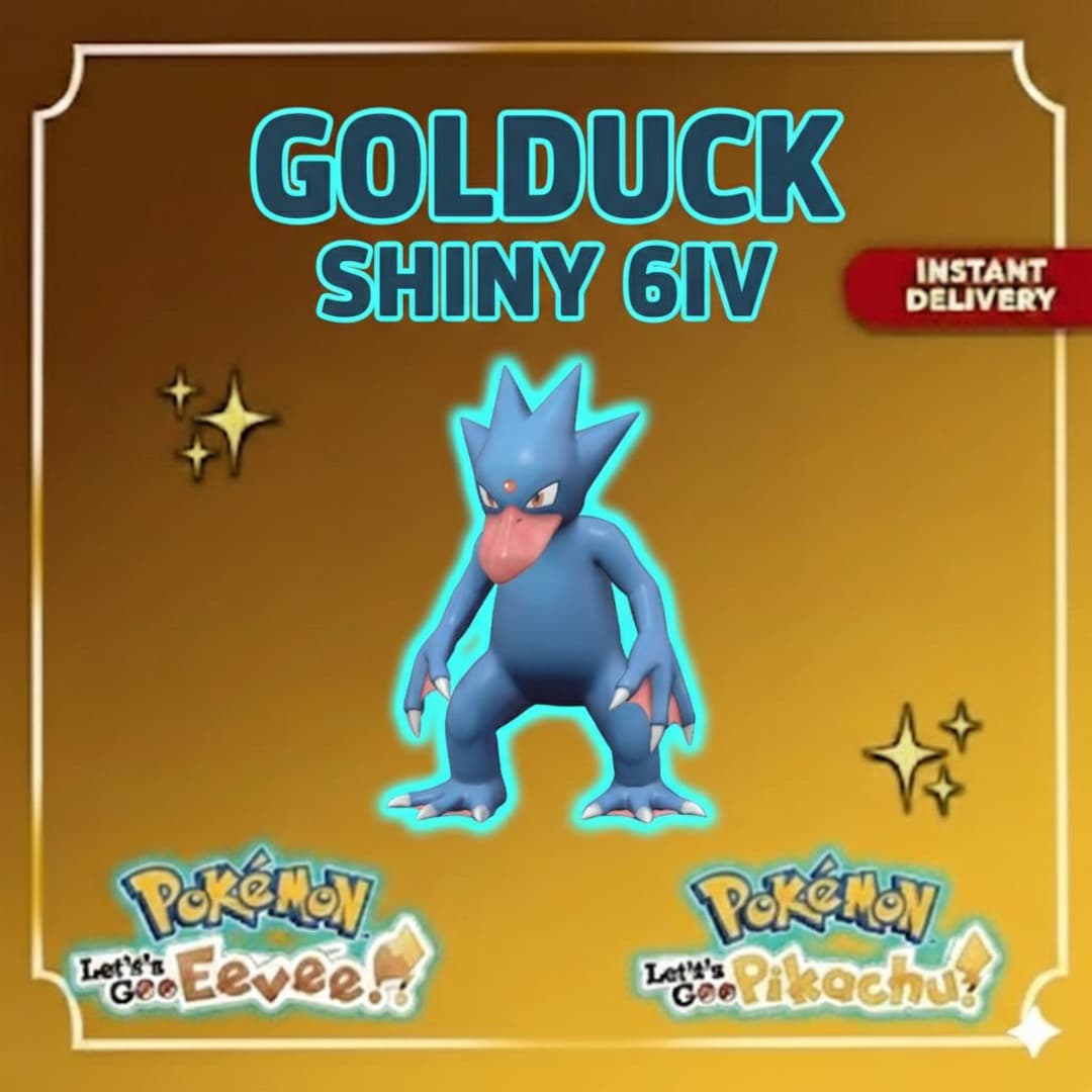 Pokemon Lets Go Pikachu and Eevee SHINY 6IV GOLDUCK / Competitive Set ...
