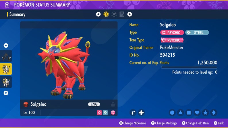 Shiny 6IV Solgaleo / Pokémon Scarlet and Violet / 6IV Pokemon - Etsy