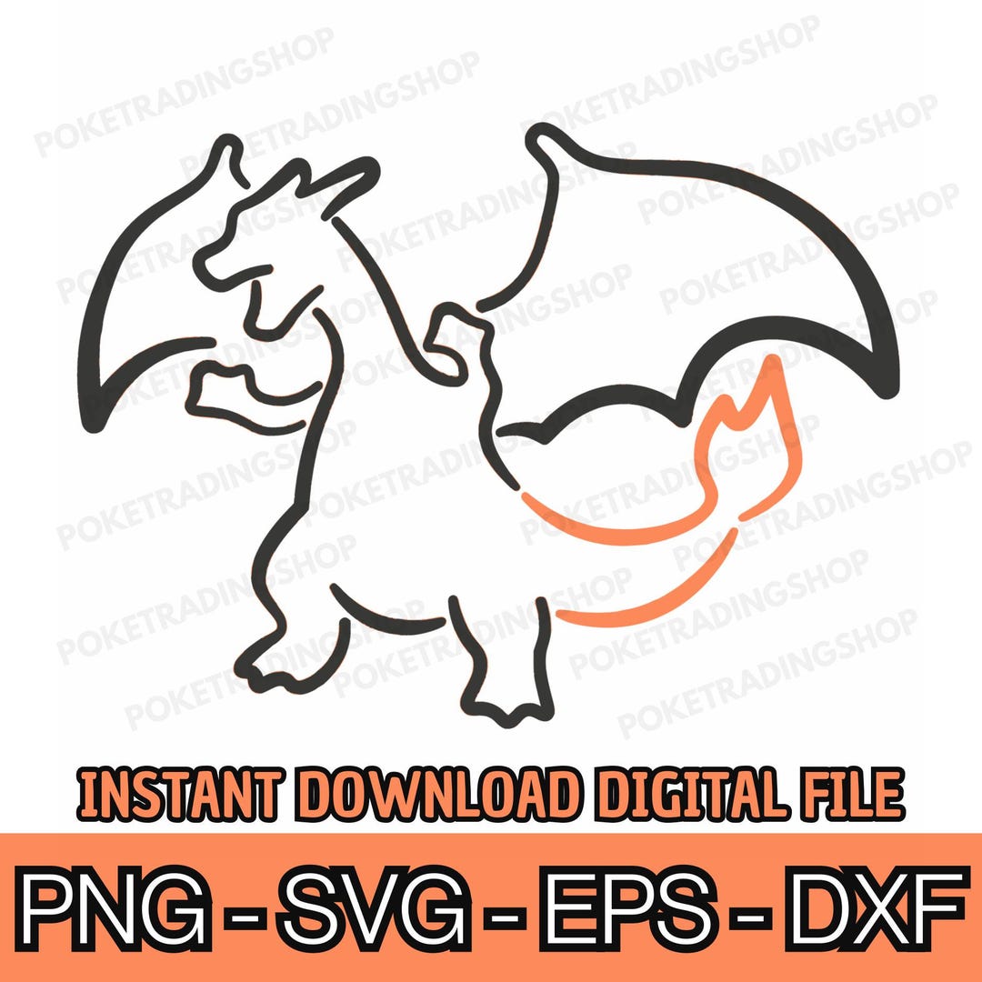Charizard Outline Bundle Svg PNG DXF EPS, Pokemon Cut File, Cricut ...