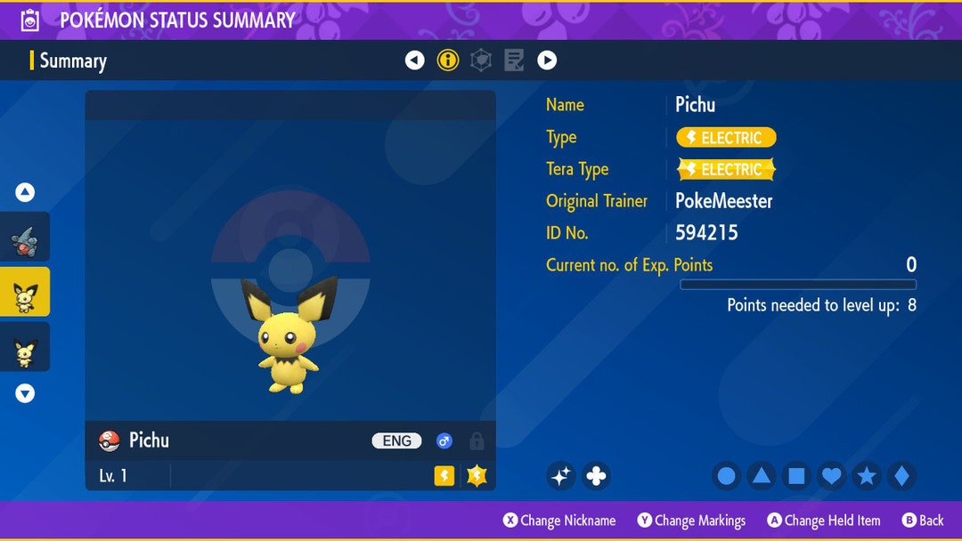 SHINY 6IV PICHU / Pokémon Scarlet and Violet / 6IV Pokemon / Shiny ...