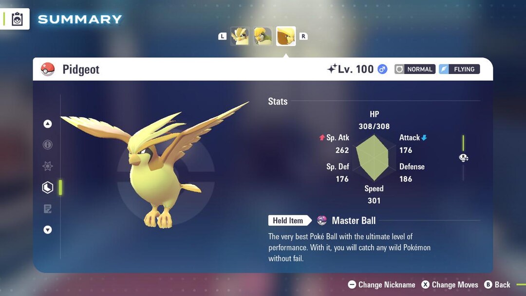 SHINY 6IV PIDGEOT / Pokémon Legends ZA / 6IV Pokemon / Shiny Pokemon ...