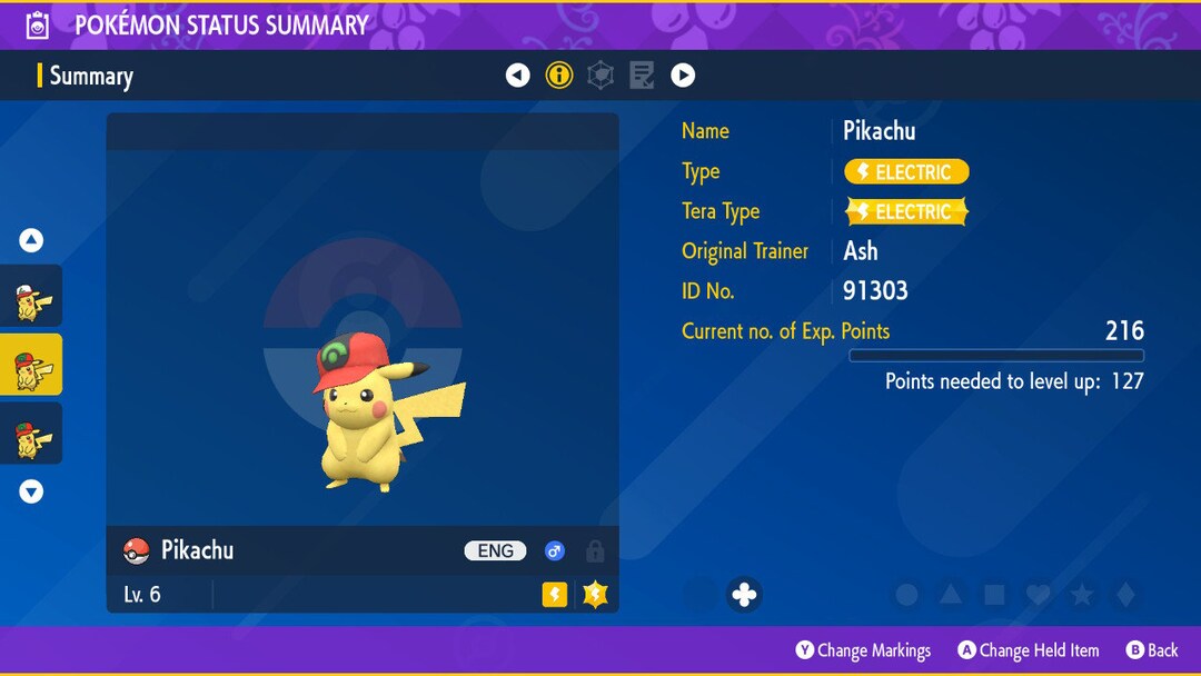 ASH PIKACHU EVENT Hoenn Cap 6IV Pokémon Scarlet and Violet 6IV Pokemon ...