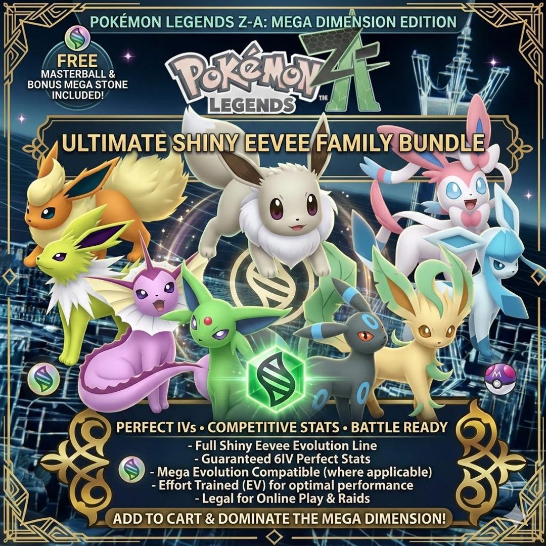Pokemon ZA Alpha Eeveelution Bundle Shiny 6IV Competitive Set Battle ...