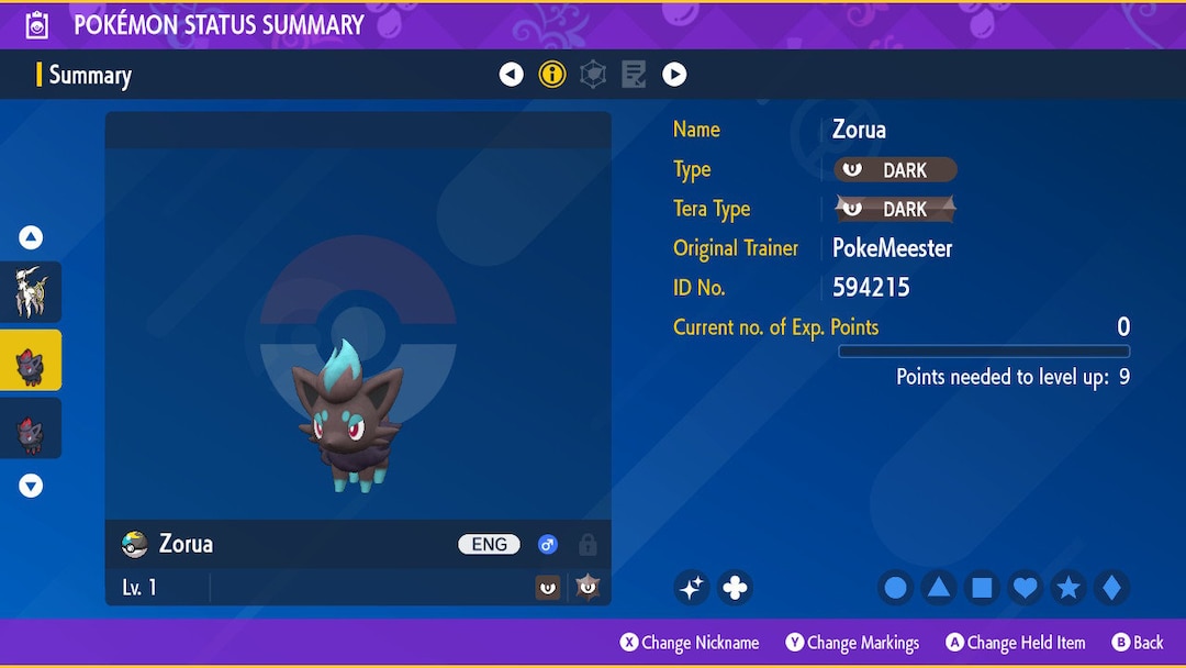 SHINY 6IV ZORUA Switch 2 | Scarlet & Violet Pokémon | Battle Ready ...