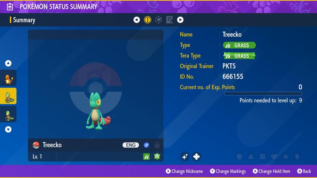 SHINY 6IV TREECKO Pokémon Scarlet and Violet 6IV Pokemon Corbeau Legend ...