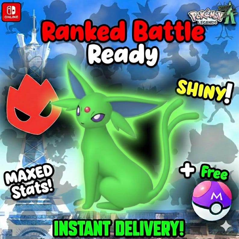 Pokemon Za SHINY ALPHA 6IV Espeon Competitive Set Battle Ready Switch 2 ...