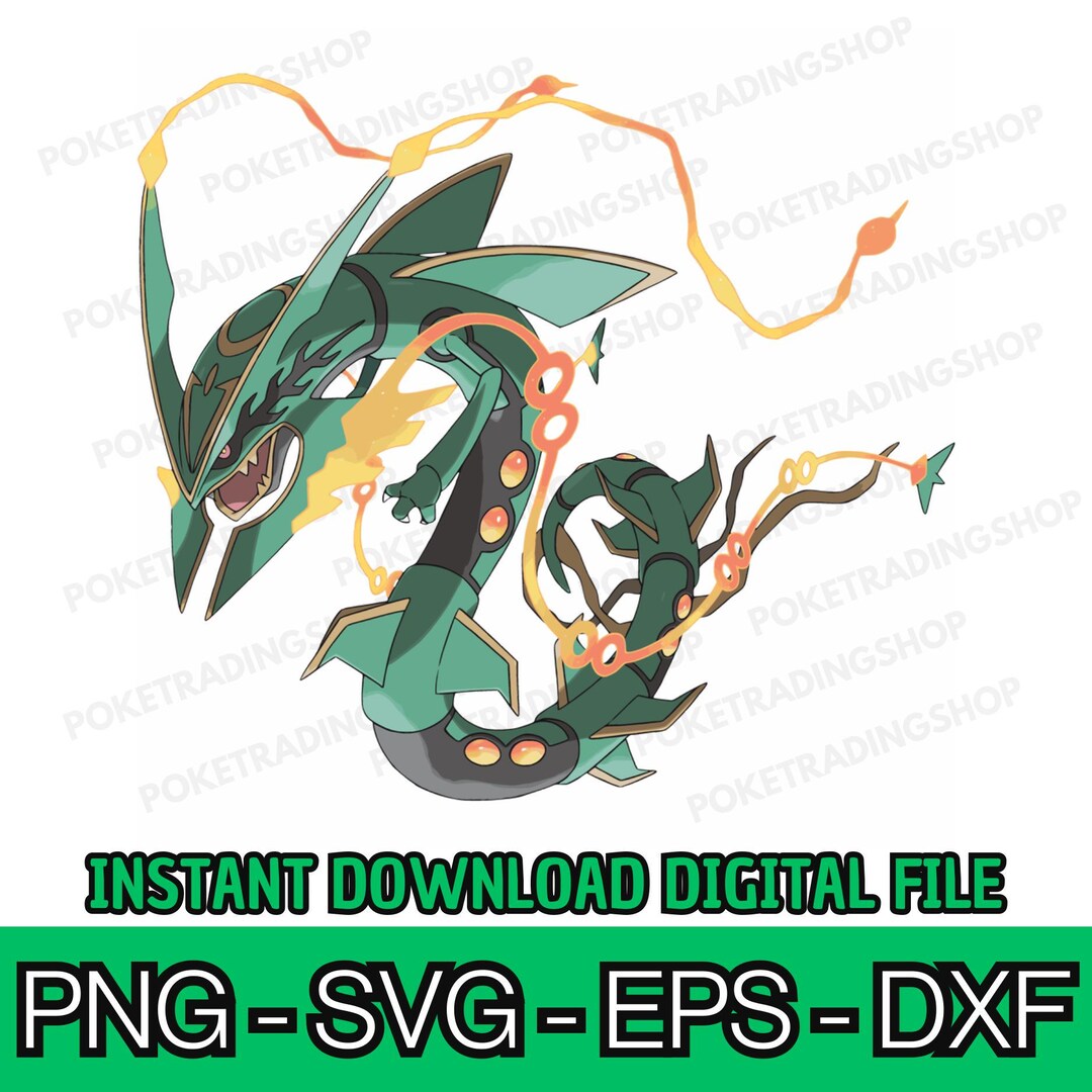 Mega Rayquaza Svg PNG DXF EPS, Pokemon Cut File, Cricut Silhouette ...