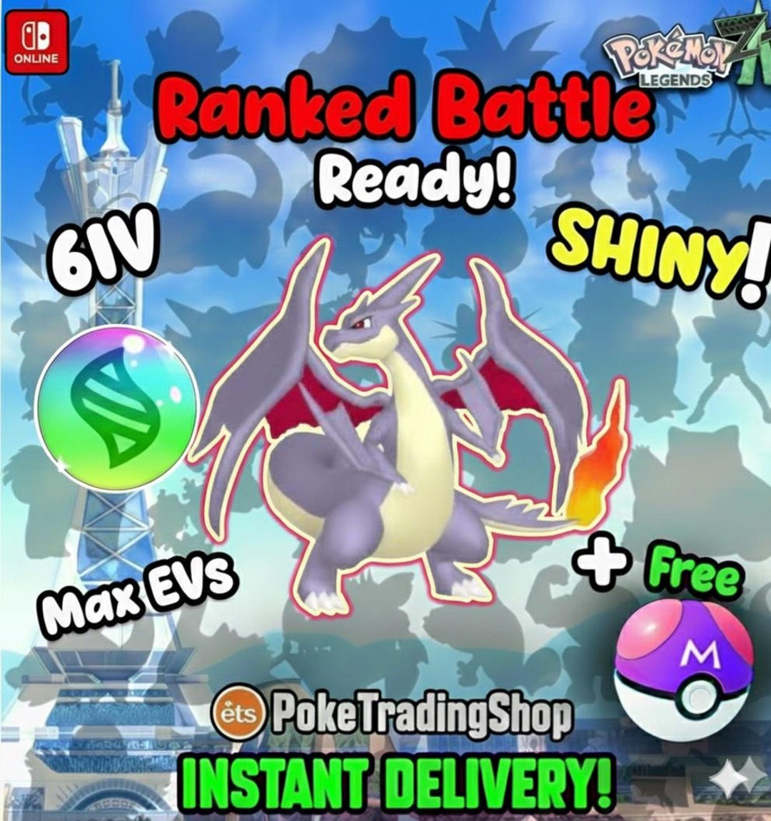 Pokemon LEGENDS ZA Alpha Shiny Charizard Y Mega Ready Lumiose City ...